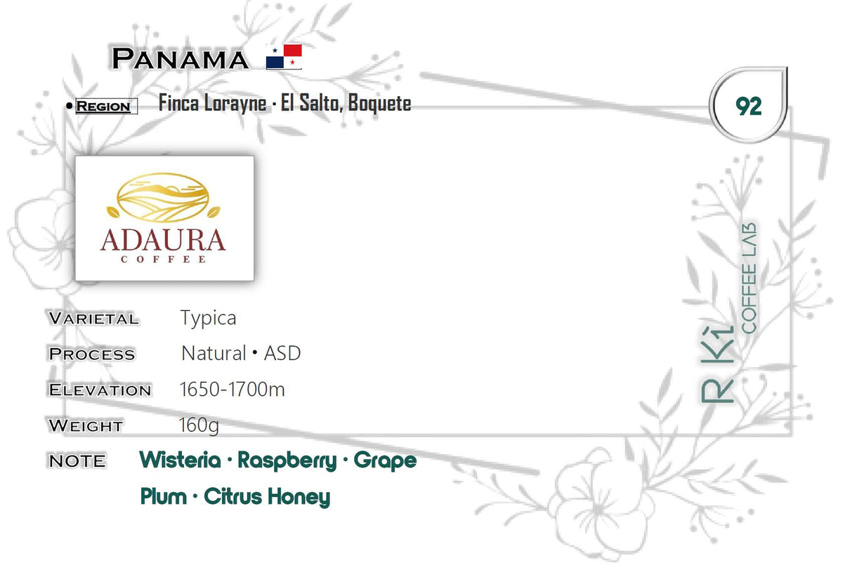 Panama-Adaura-Finca Lorayne-Typica ASD 160g – R Ki Coffee Lab