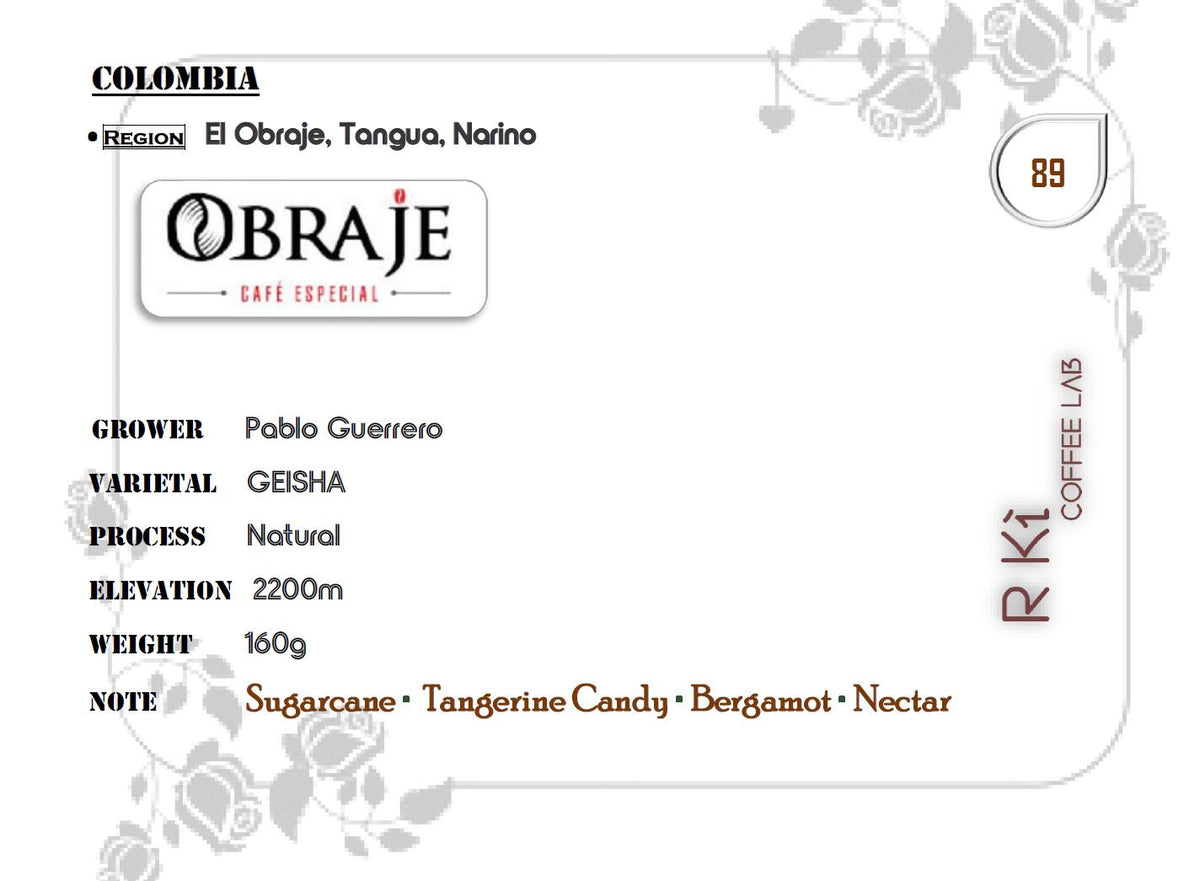 Colombia-El Obraje Geisha Natural – R Ki Coffee Lab